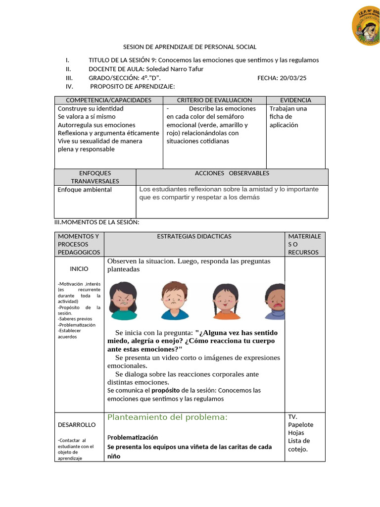 Conocemos Las Emociones | PDF | Las emociones | Aprendizaje
