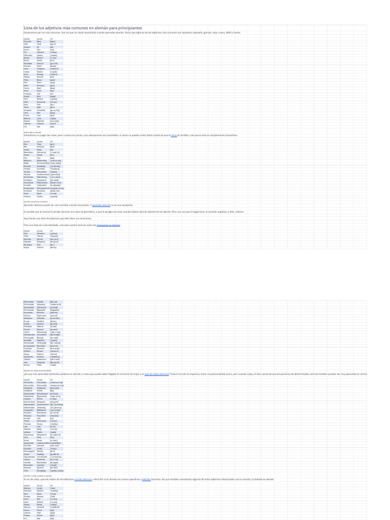 bezir adjetivos - Hoja 1 (1) | PDF | Color | Tipología Lingüística