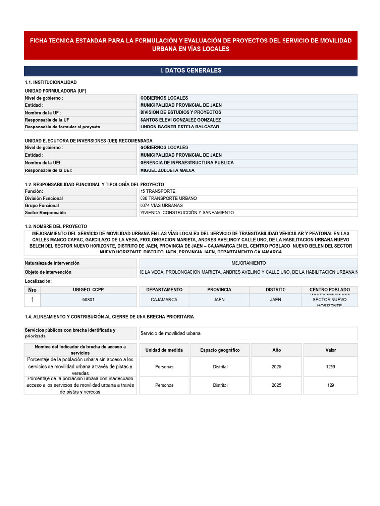 Ficha Snip-Invierte | PDF | Peatonal | Transporte