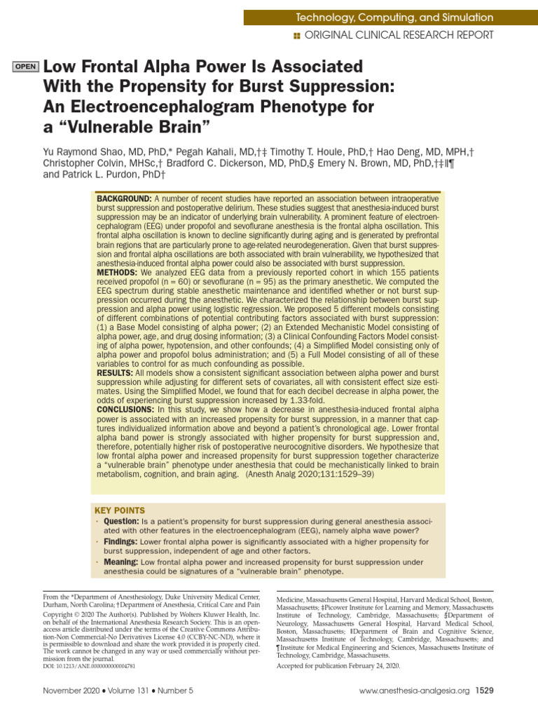 Low Frontal Alpha Power Is Associated With The Propensity For Burst ...