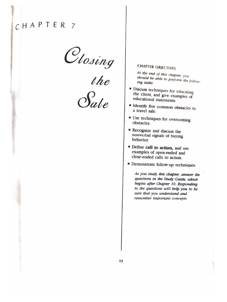Chapter 7 Closing The Sale | PDF
