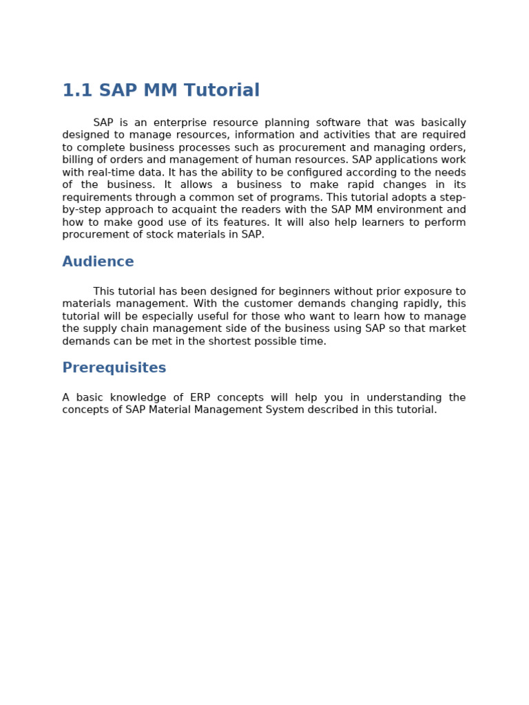 SAP MM Tutorial | PDF