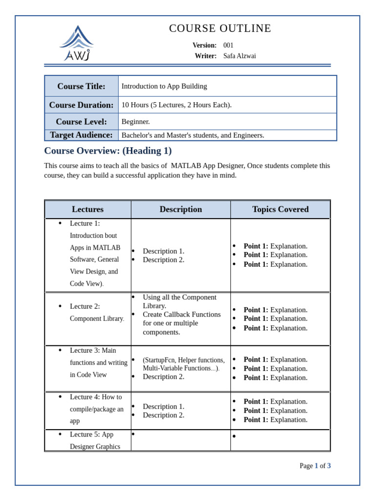 Outline Form | PDF | Matlab | Lecture