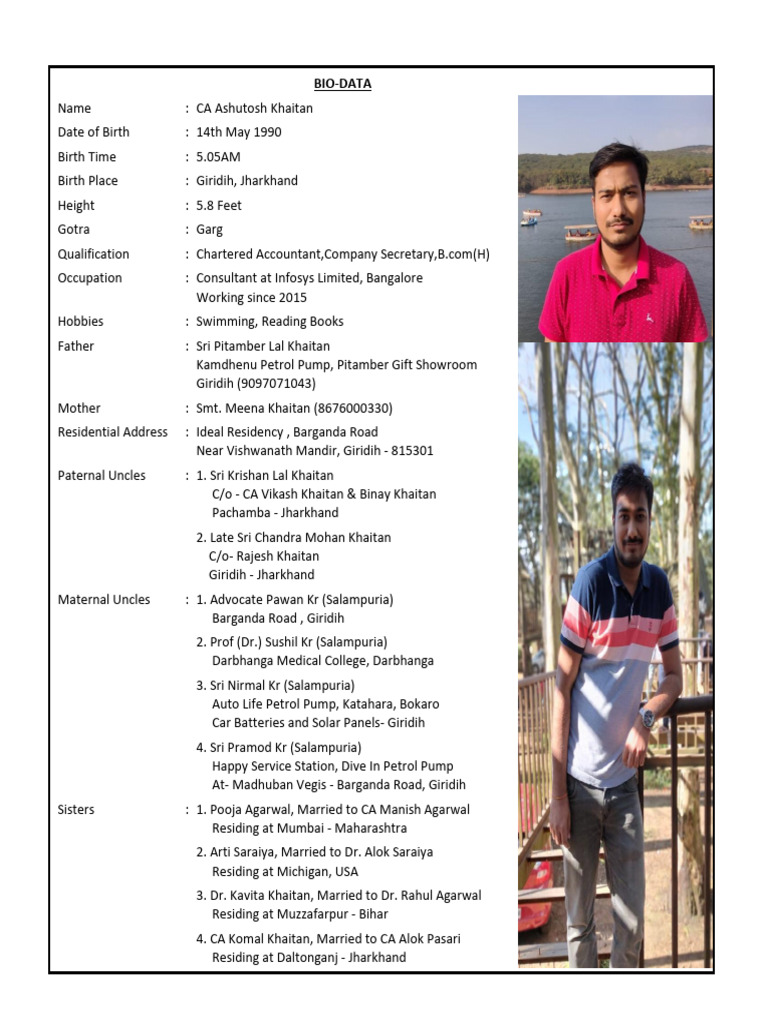 Bio Data - CA Ashutosh Khaitan - 08022020 | PDF