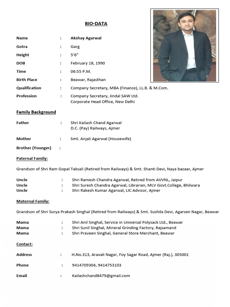 Bio Data Akshay | PDF