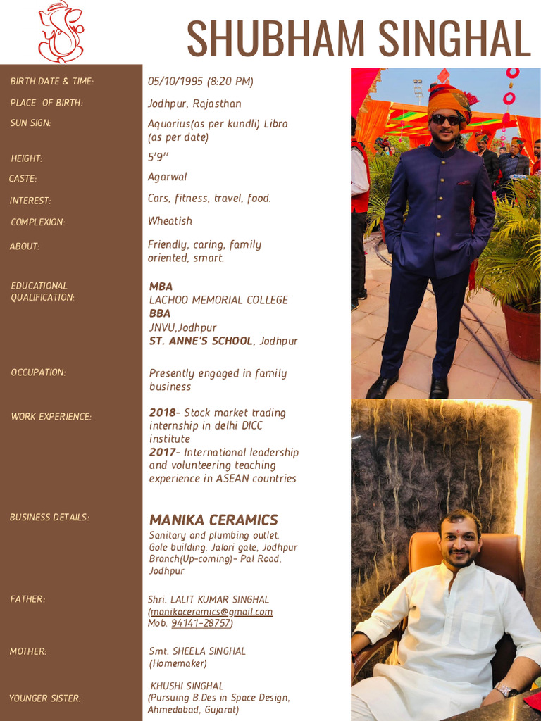 Bio-Data Shubham Singhal Final. | PDF