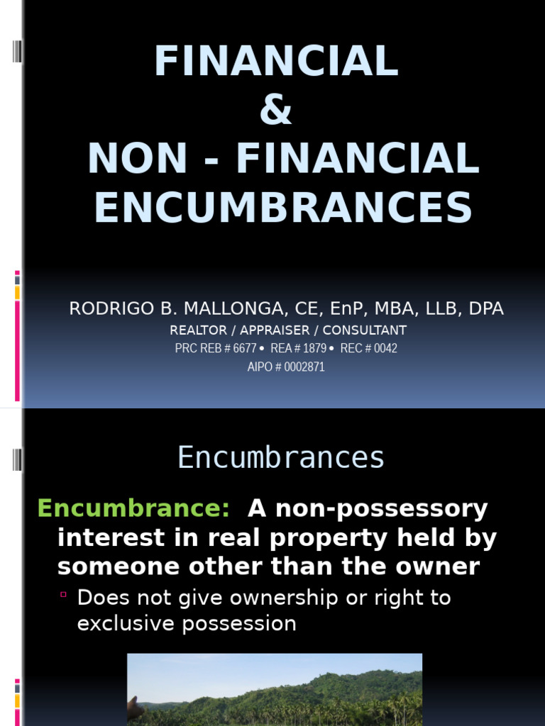 Financial & Non-Financial Encumbrances | PDF | Mortgage Law | Foreclosure