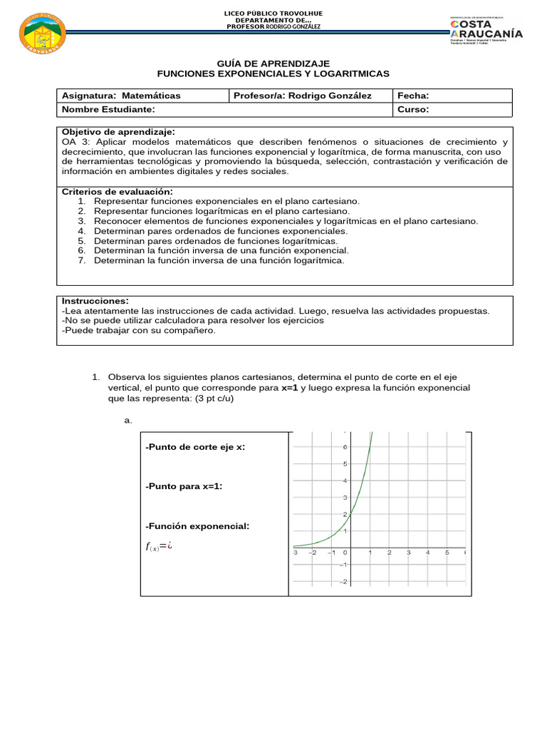 Guía Funciones Exp Log | PDF | Funcion exponencial | Logaritmo