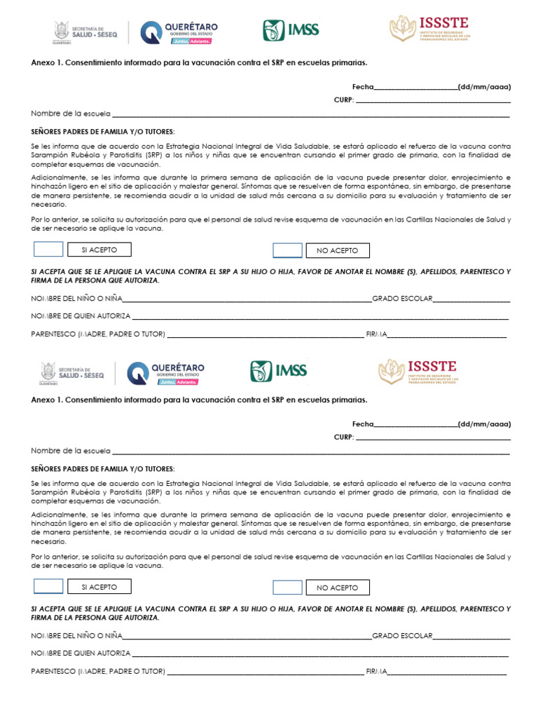 Consentimiento Informado SRP 2025 | PDF | Vacunas | Humanidades Médicas