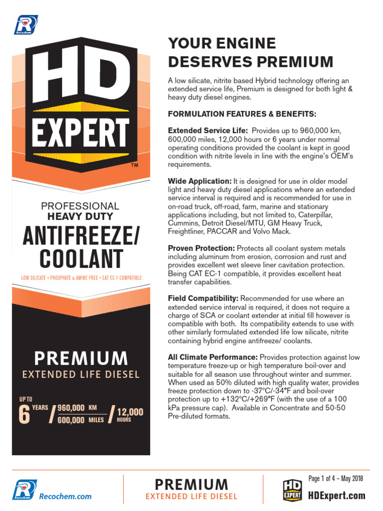 Extended Life Diesel Antifreeze Guide | PDF | Chemical Substances ...