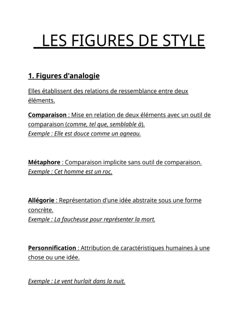 Les figures de style | PDF | Rhétorique | Techniques de rhétorique
