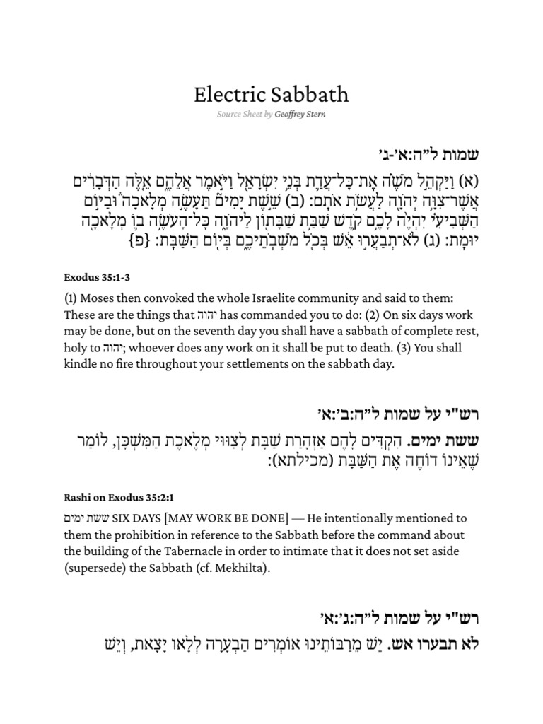 Electric Sabbath | PDF | Shabbat | Jewish Religious Movements