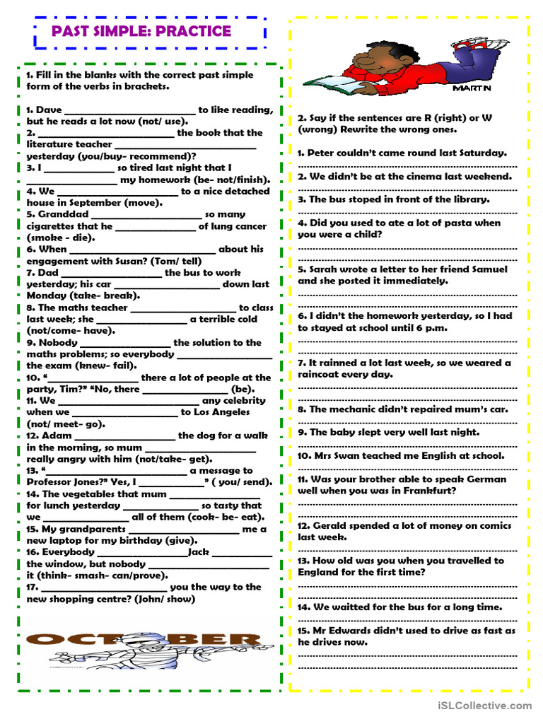 Grammar Worksheet - Past Simple - Regular & Irregular Verbs | PDF