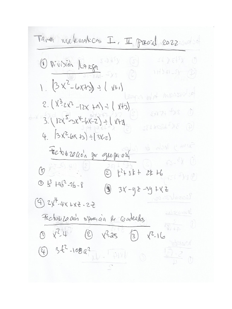 Tarea Matematicas I II Parcial 2022 | PDF