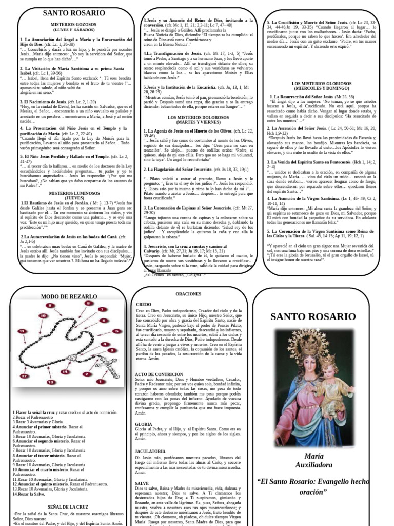 Triptico Del Santo Rosario | PDF | Jesús | Oración