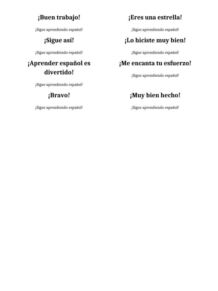 Spanish Reward Bookmarks | PDF