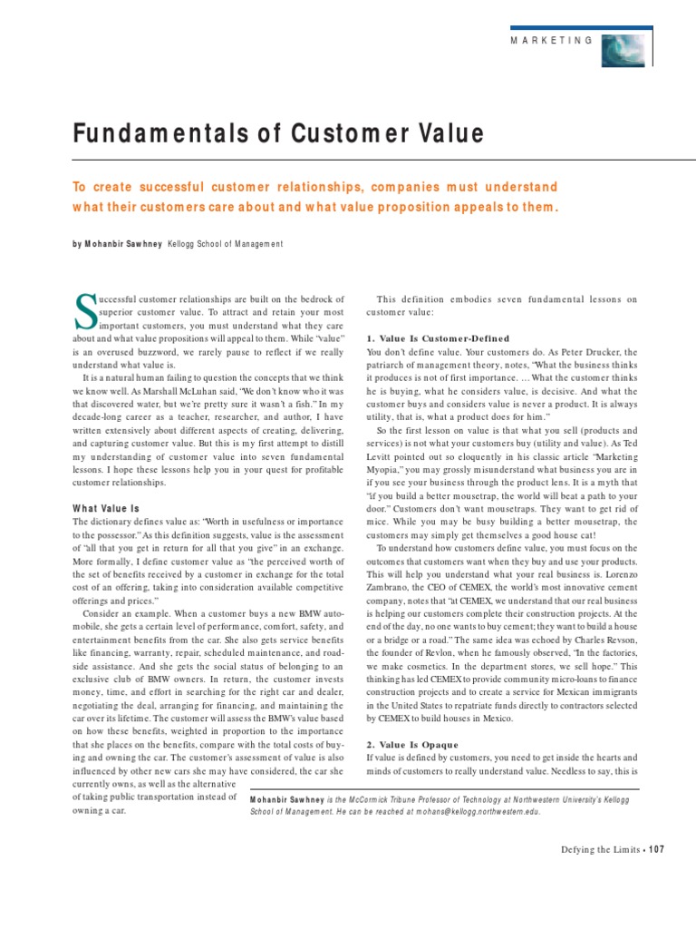 Understanding Customer Value Fundamentals | PDF | Customer Satisfaction ...