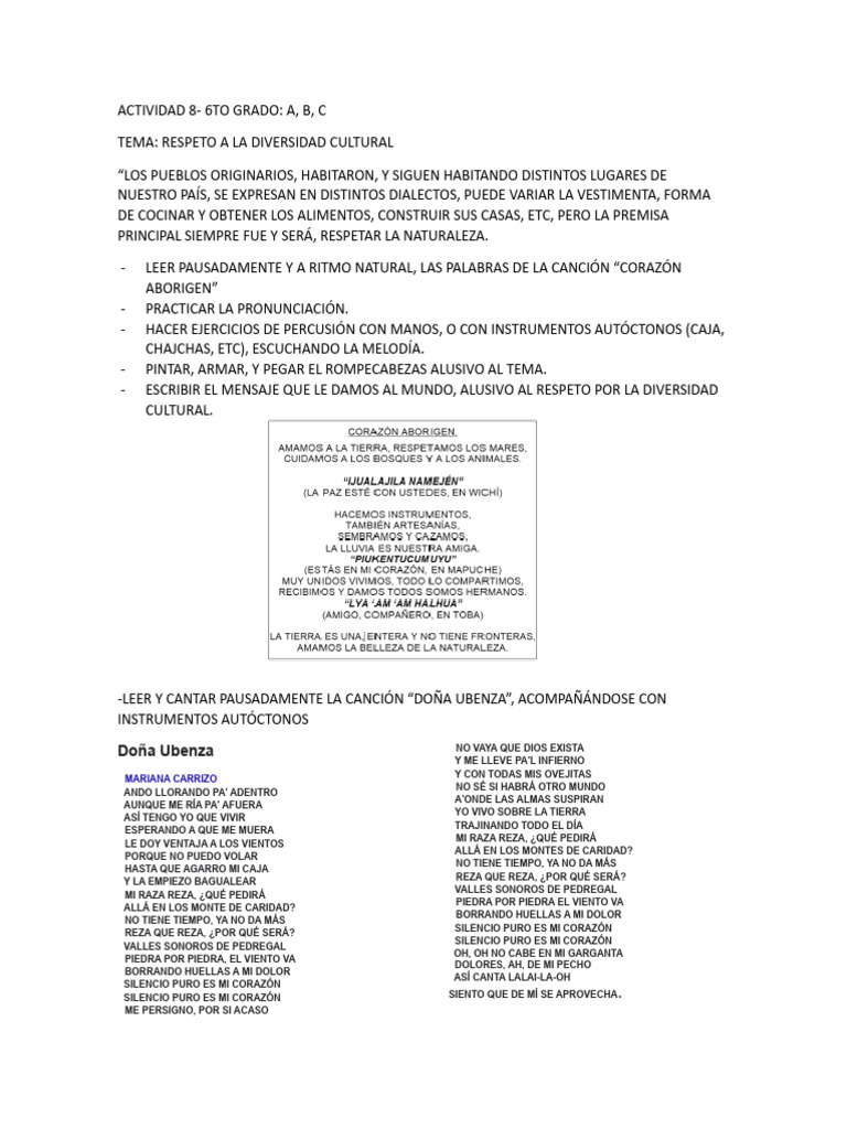 Actividad 8 - 6to Grado | PDF