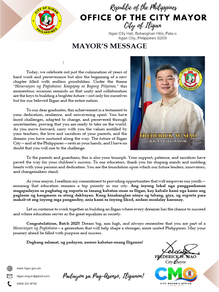 Graduation Message for Batch 2025 | PDF