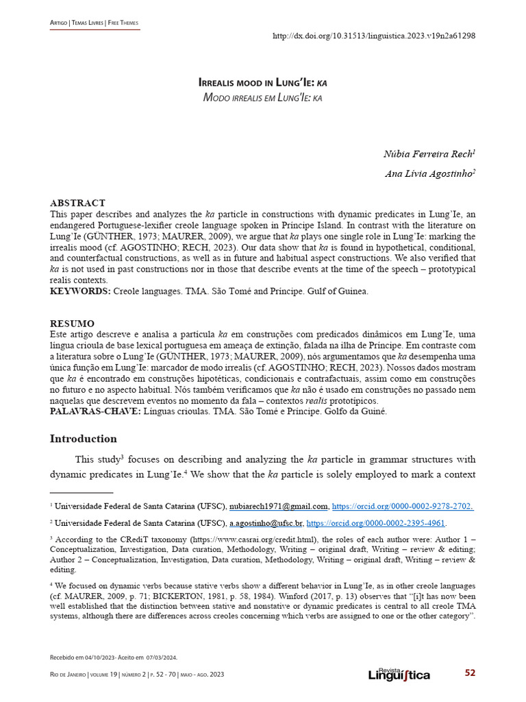 Analyzing the Irrealis Mood in Lung'Ie | PDF | Grammatical Tense ...