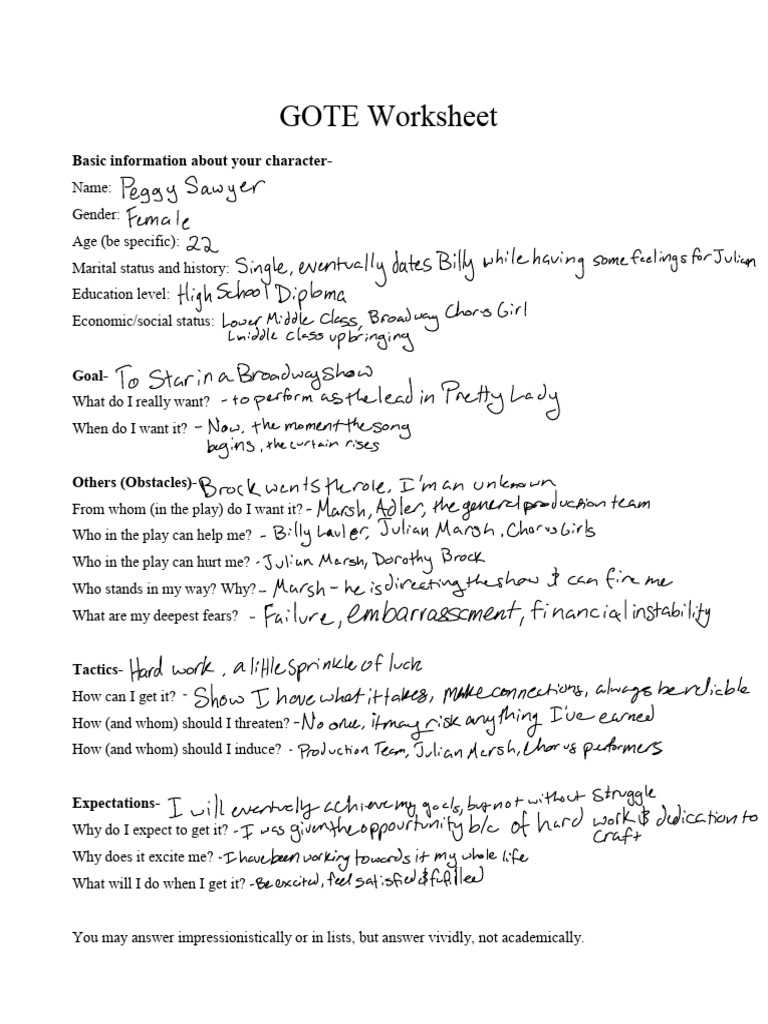 GOTE-worksheet | PDF