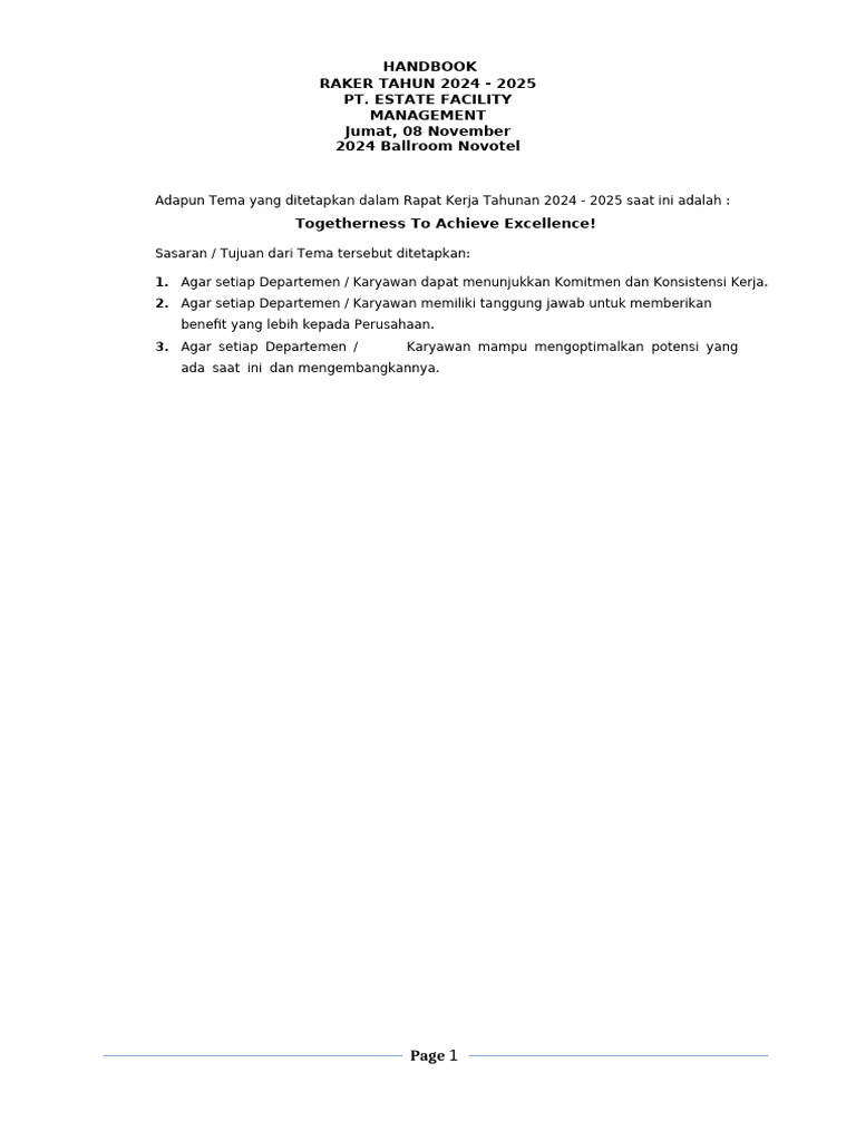 Raker Tahunan PT Estate 2024-2025 | PDF