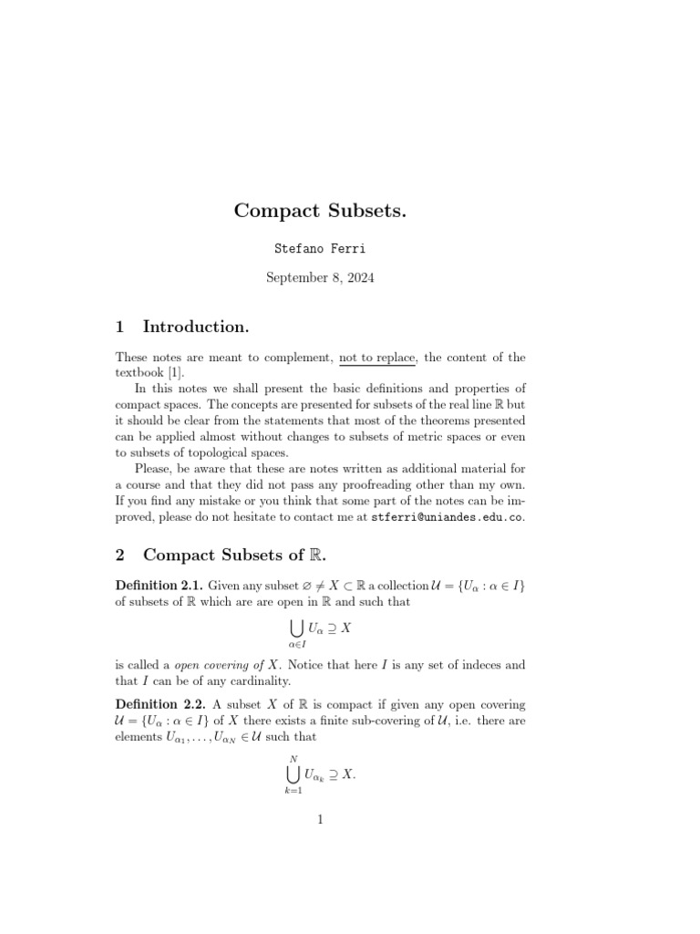 Compact Part One Analysis 2024 | PDF | Compact Space | Empty Set