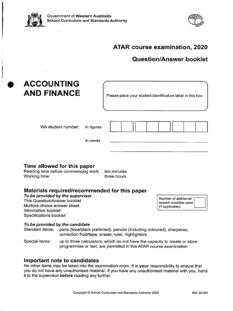 Accounting WACE 2020 | PDF