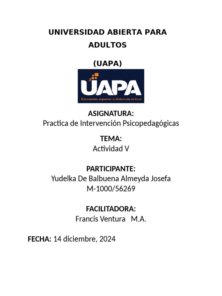 Tema 5 Practica Intervencion Psicop Yudeeee | PDF | Discapacidad intelectual | Aprendizaje