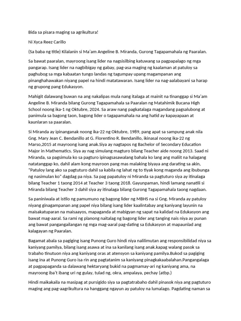 Bida Sa Pisara Maging Sa Agrikultura | PDF