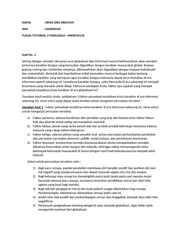 Pancasila Tugas 2 Irma | PDF