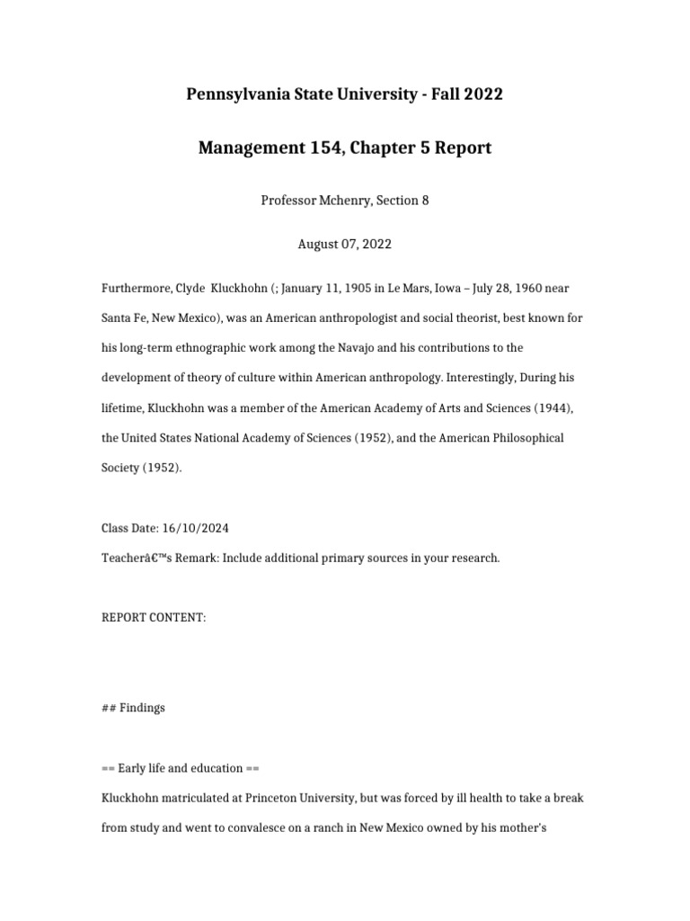 Management 154 Chapter 5 Report | PDF | Behavioural Sciences | Liberal Arts Education