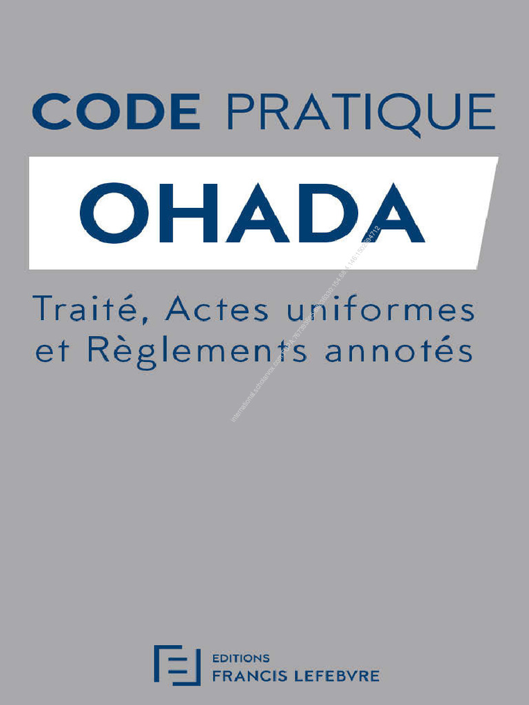 Code Pratique Ohada | PDF | Justice | Crime et violence