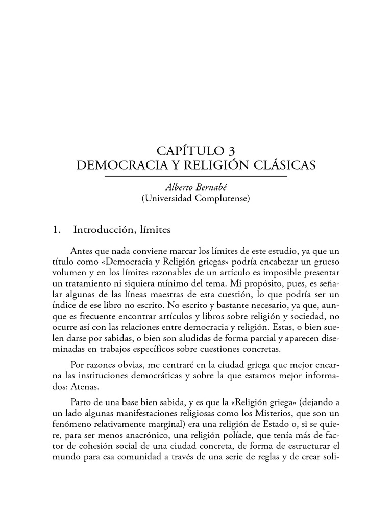 8 Democracia y Religiones CL Sicas Alberto Bernab - Pp. 89 101. | PDF | Democracia | Ideologías ...