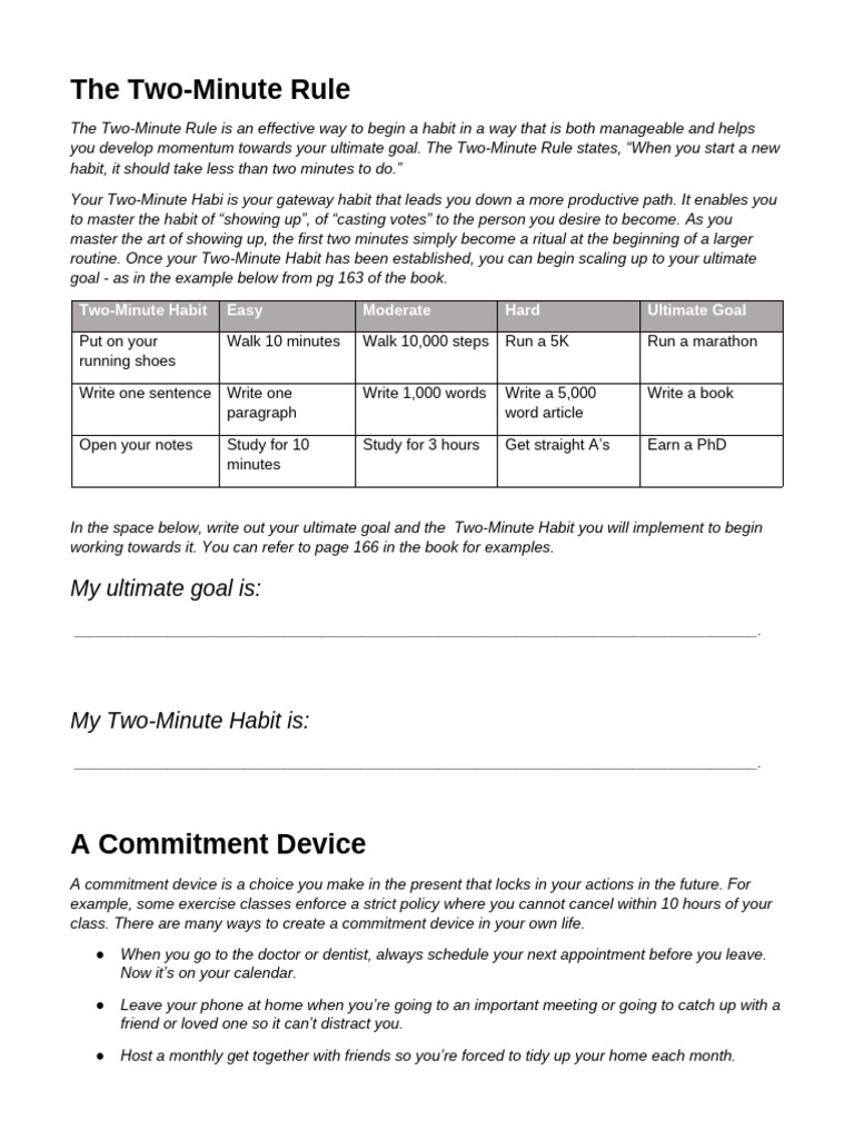 Exercise 6 - Two-Minute Rule and Commitment Device (Chs. 13&14) | PDF