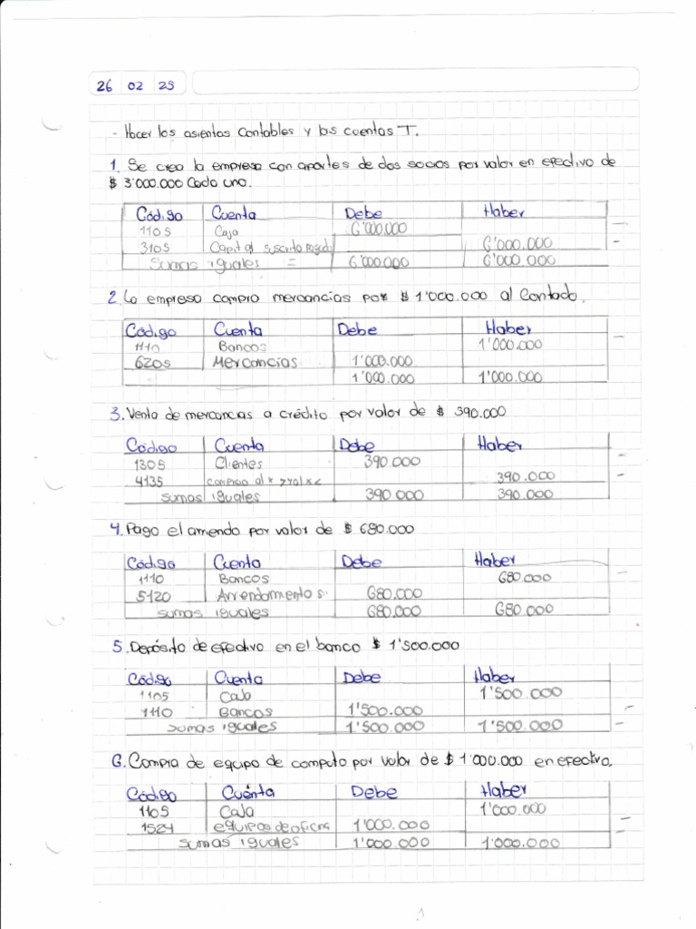Asientos Contables 1 | PDF