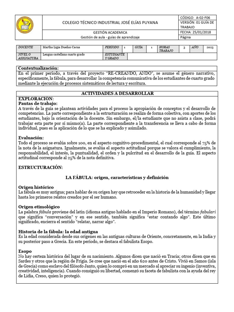 Características de la fábula y su análisis | PDF | Esopo | Fábula