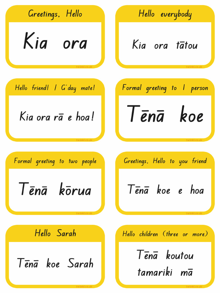 NZ MFL 32 Greetings Flashcards Te Reo Maori | PDF