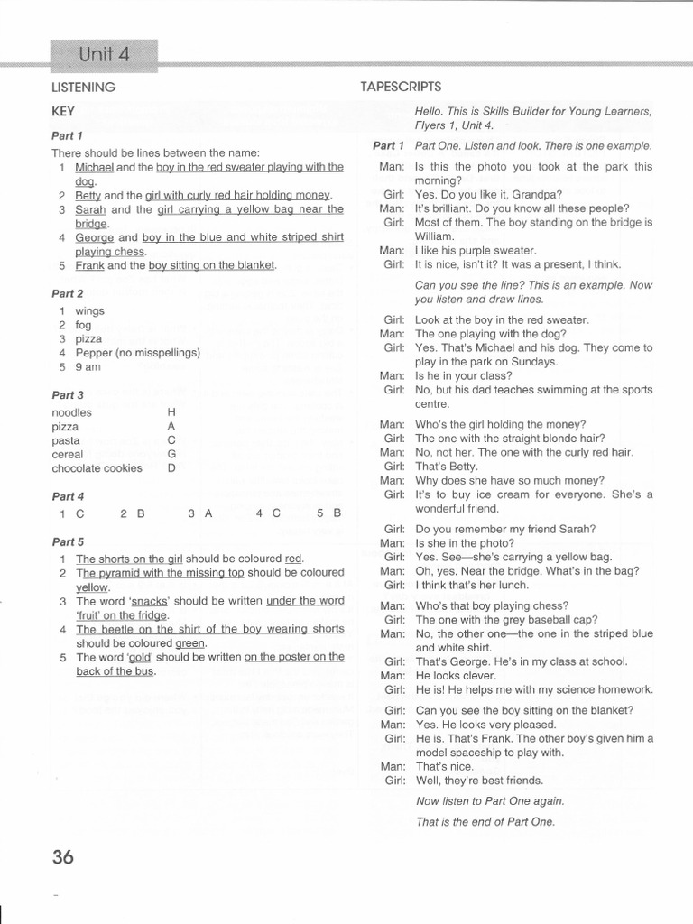 Skill Builder 1 - Test 4 - Answer Keys (Lis) | PDF