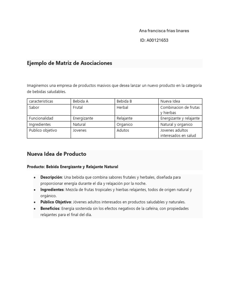 Ana Frias Creación de Nueva Idea de Producto | PDF