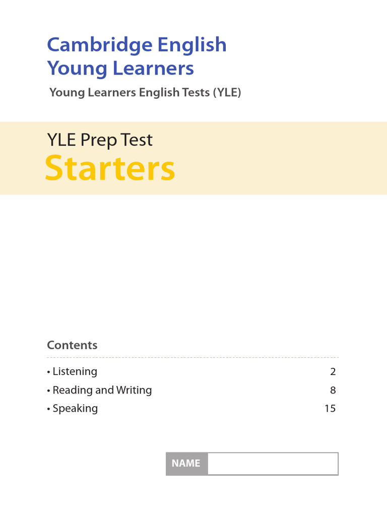 HiH_YLE Starters Prep Test | PDF