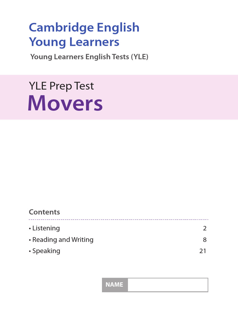 Cambridge YLE Movers Test Prep Guide | PDF