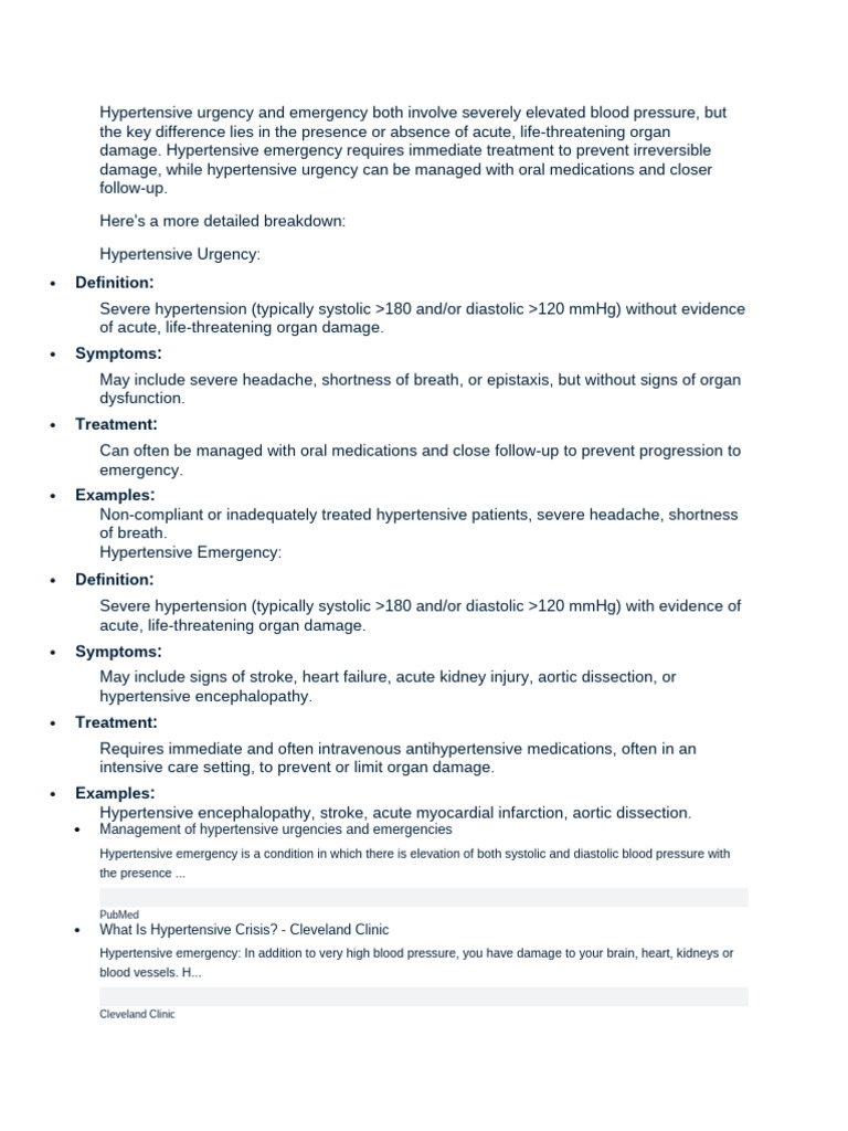 Hypertensive Urgency and Emergency | PDF | Hypertension | Blood Pressure