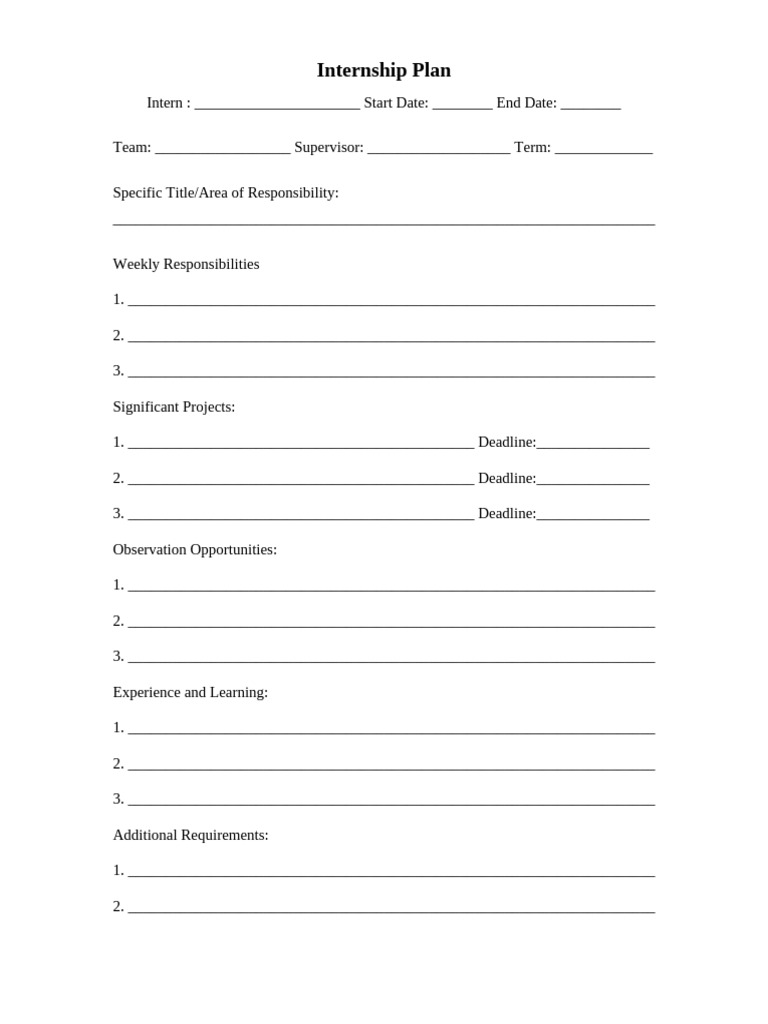 Internship Plan Template | PDF
