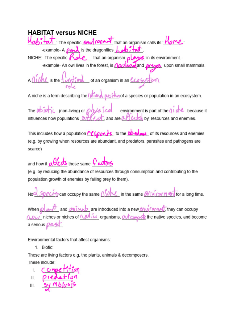 Ecology+8A+Guided+Notes+2 +Biotic+and+Abiotic+Factors | PDF ...