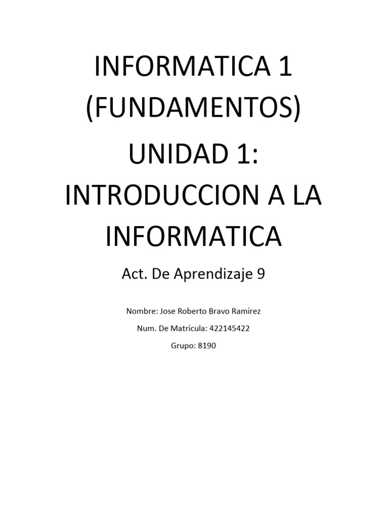 Unidad 1-Act Aprendizaje 9 | PDF