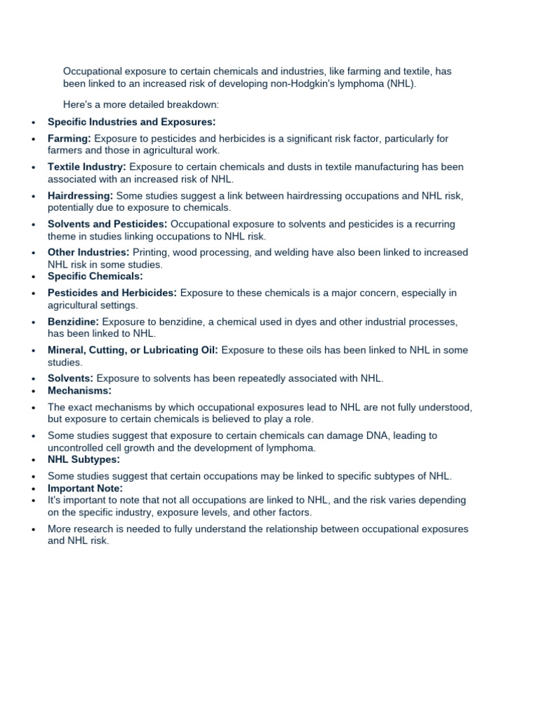 Occupational Exposure To Certain Chemicals and Industries | PDF