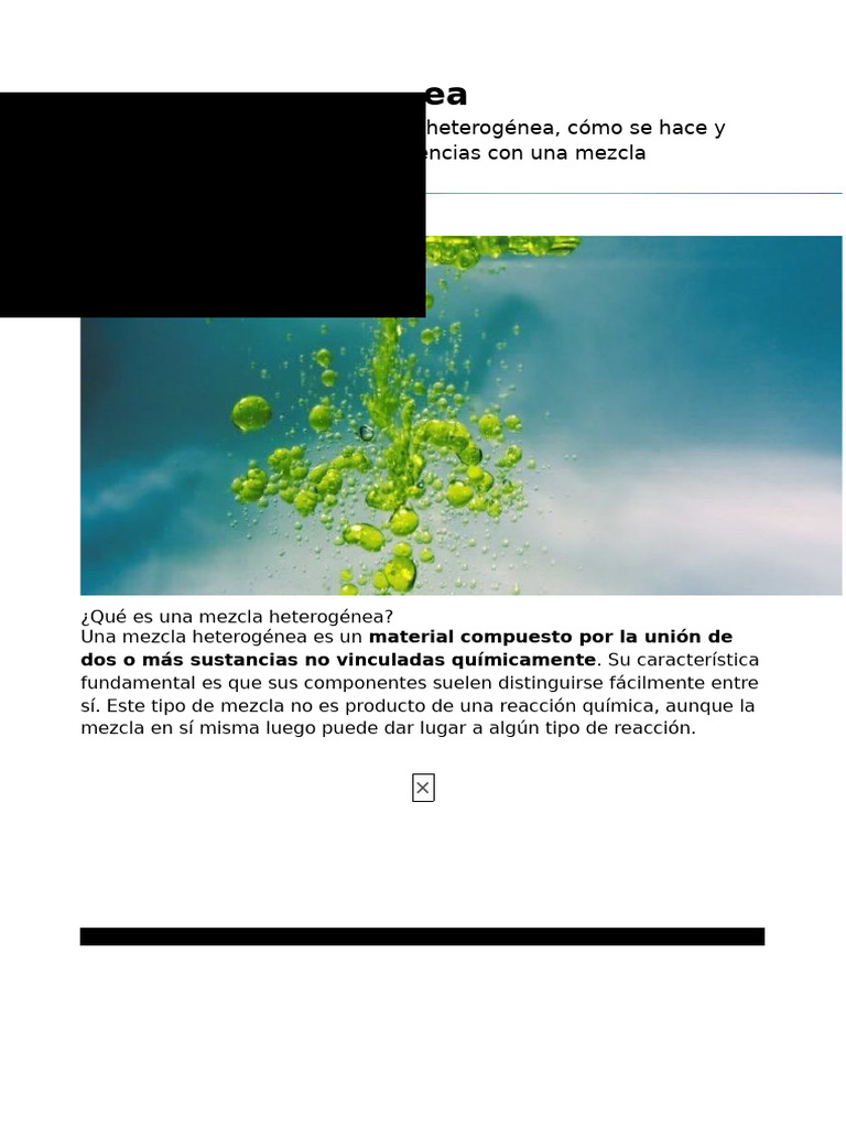 Qué es una mezcla heterogénea y ejemplos | PDF