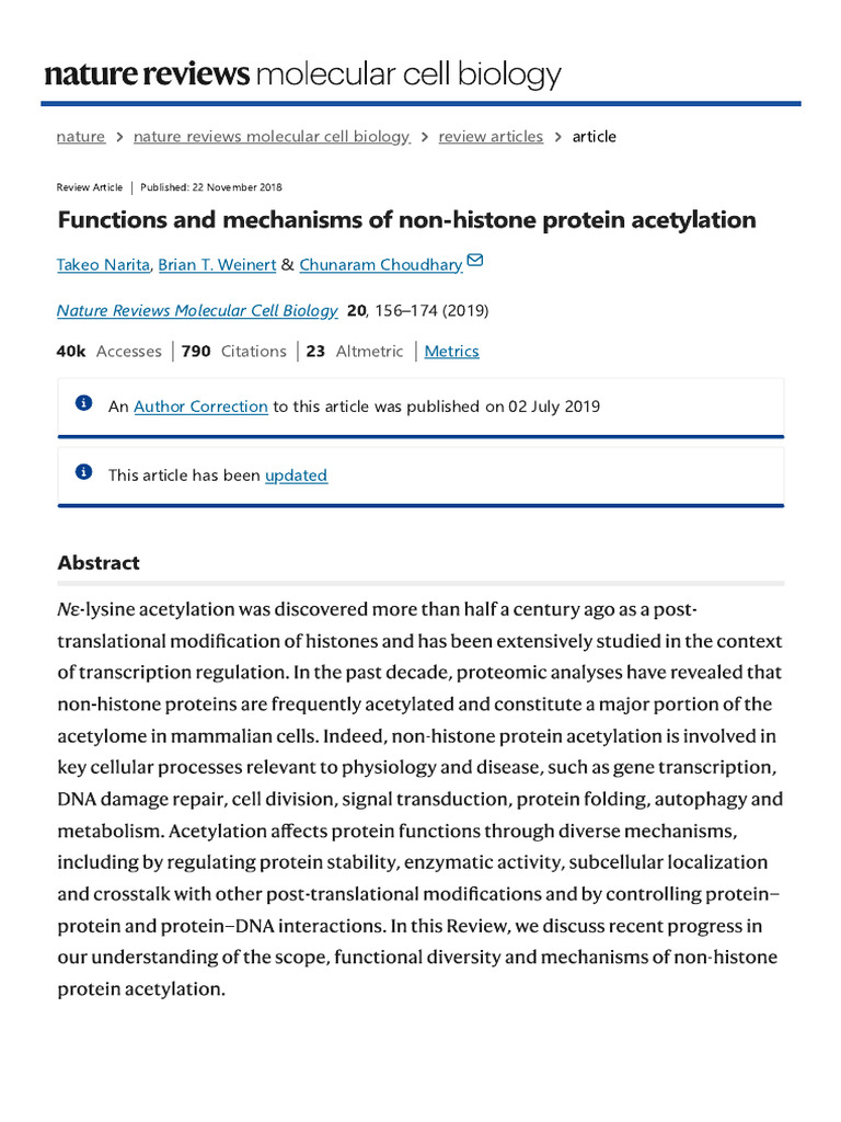 Functions and Mechanisms of Non-Histone.. | PDF