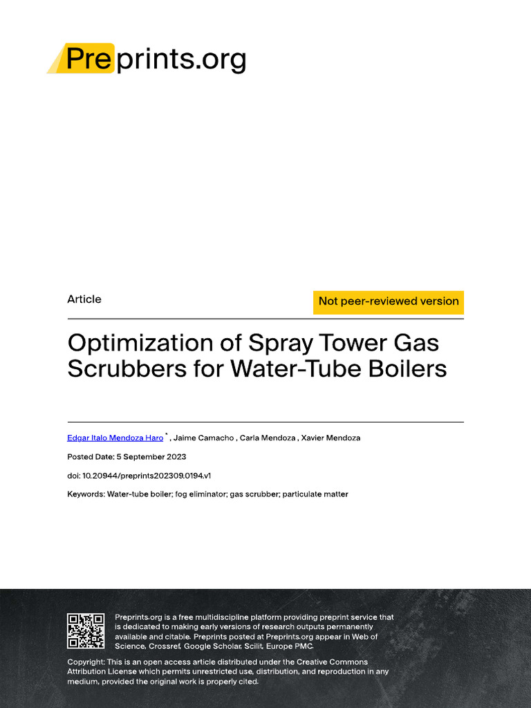 Optimization of Spray Tower Gas Scrubbers For Wate | PDF | Drop (Liquid ...